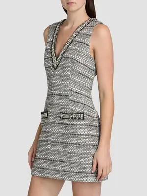 Veronica Beard Odele Embellished Cotton-blend Minidress