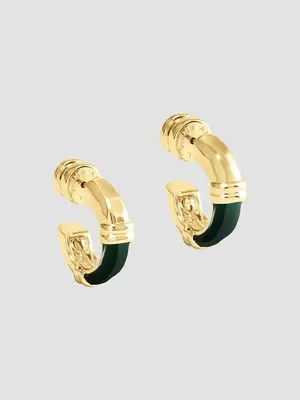ANABEL ARAM Forza 18k-gold-plated & Huggie Earrings - Malachite