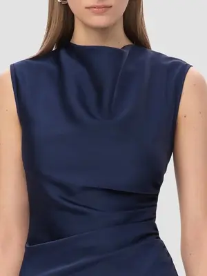 Herve Leger Satin Cowlneck Midi-dress