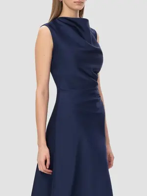 Herve Leger Satin Cowlneck Midi-dress