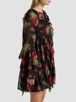 Cinq À Sept Emelia Baroque Roses Minidress