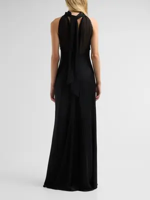 UNGARO Evie Sequined Halterneck Gown - Black