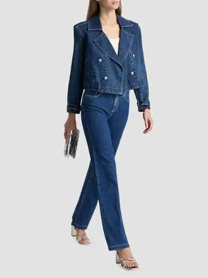 L'Agence Maddox Cropped Double-breasted Denim Jacket