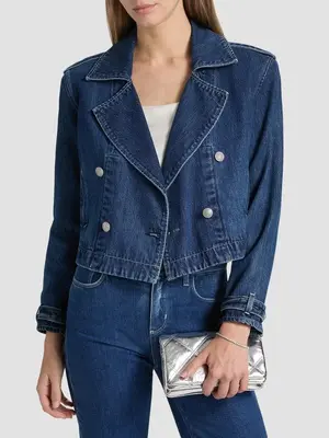 L'Agence Maddox Cropped Double-breasted Denim Jacket