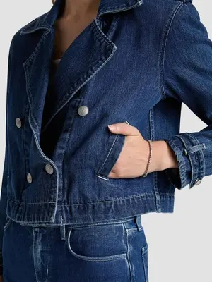 L'Agence Maddox Cropped Double-breasted Denim Jacket