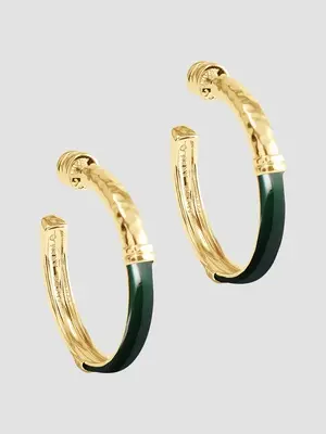 ANABEL ARAM Forza 18k-gold-plated & Gemstone Medium Hoop Earrings - Malachite