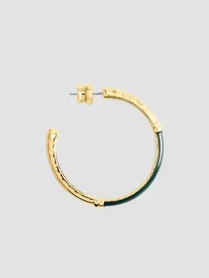 ANABEL ARAM Forza 18k-gold-plated & Gemstone Medium Hoop Earrings - Malachite