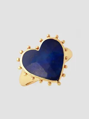 ANABEL ARAM Heart 18k-gold-plated & Gemstone Ring - Lapis