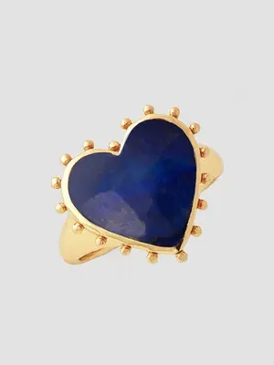 ANABEL ARAM Heart 18k-gold-plated & Gemstone Ring - Lapis