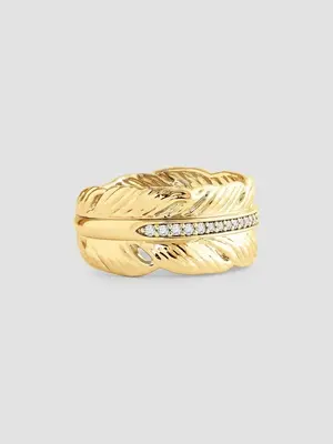 ANABEL ARAM Feather 18k--plated & Crystal Ring