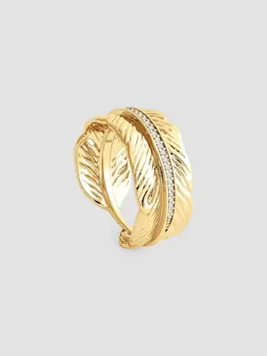 ANABEL ARAM Feather 18k--plated & Crystal Ring