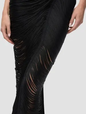 Herve Leger The Tyra Fringe One-shoulder Gown