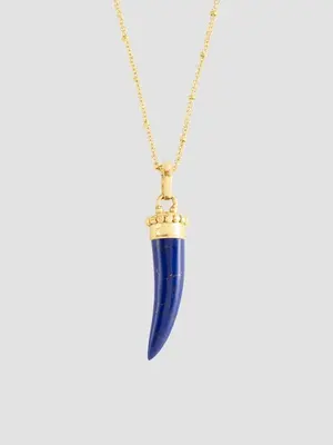 ANABEL ARAM Forza 18k--plated & Gemstone Horn Pendant - Lapis