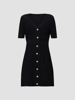 Herve Leger Winslow Button-embellished Minidress - Black