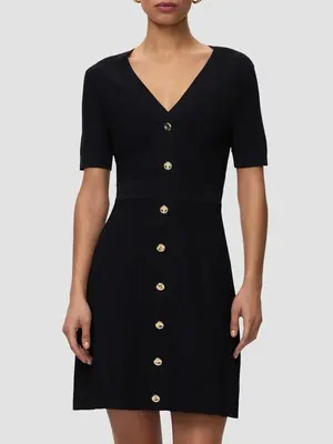 Herve Leger Winslow Button-embellished Minidress - Black