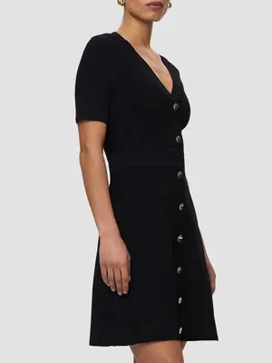 Herve Leger Winslow Button-embellished Minidress - Black