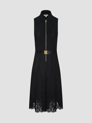 L'Agence Kylo Cotton-blend Lace Belted Shirtdress - Black