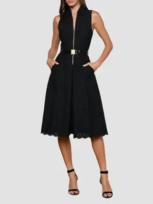 L'Agence Kylo Cotton-blend Lace Belted Shirtdress