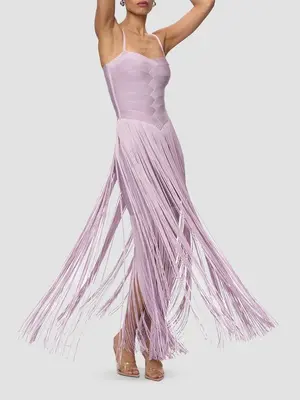 Herve Leger The Ember Fringe Maxi Dress