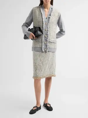 UNGARO Edith Tweed Knee-length Skirt