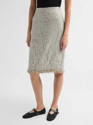 UNGARO Edith Tweed Knee-length Skirt