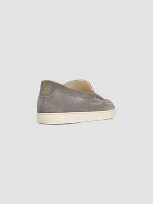 Brunello Cucinelli Herringbone Suede Loafers - Cloud
