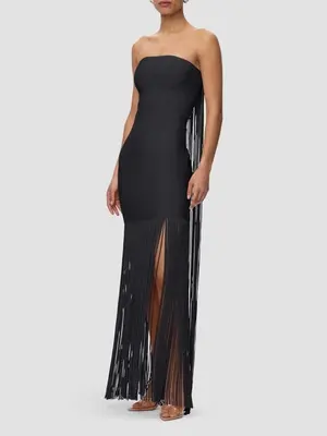 Herve Leger The Briar Strapless Fringe Gown