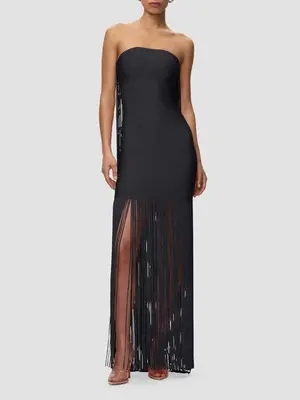 Herve Leger The Briar Strapless Fringe Gown