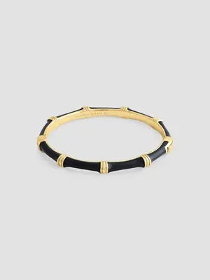 ANABEL ARAM Bamboo 18k-gold-plated & Enamel Hinged Bangle - Black