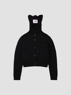 CHARLES JEFFREY Ears Balaclava Wool-blend Cardigan