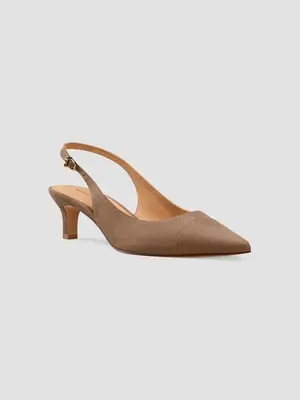 Michael Kors Amara Cap Toe 55mm Suede Slingback Pumps