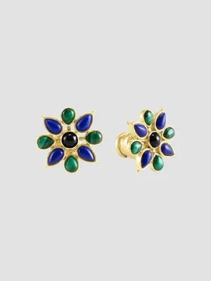 ANABEL ARAM Forza 18k--plated & Multi-gemstone Flower Stud Earrings