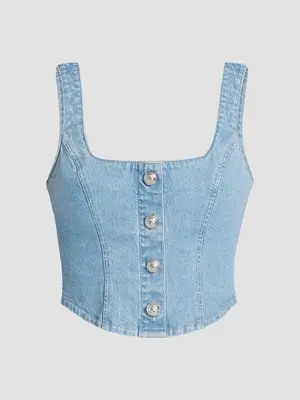 L'Agence Saga Denim Button-front Tank