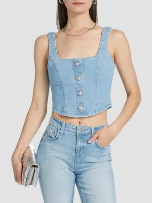 L'Agence Saga Denim Button-front Tank