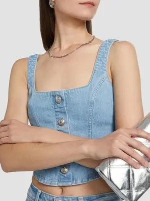 L'Agence Saga Denim Button-front Tank