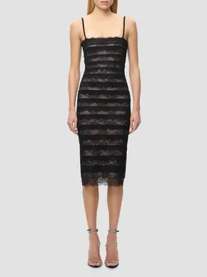 Herve Leger The Dara Lace Stripe Midi-dress