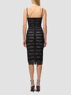 Herve Leger The Dara Lace Stripe Midi-dress