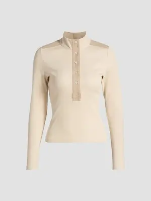 Veronica Beard Reynart Rib-knit Long-sleeve Top