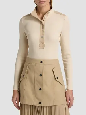 Veronica Beard Reynart Rib-knit Long-sleeve Top
