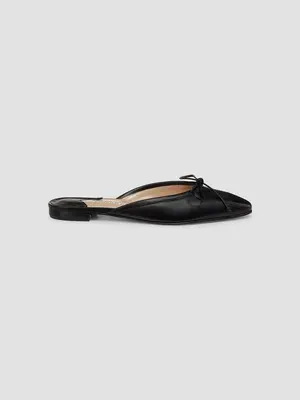 Manolo Blahnik Ballerimu Bow-detailed Leather Flat Mules - Black