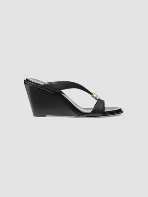 Michael Kors Cherie 75mm Leather Slip-on Wedge Sandals