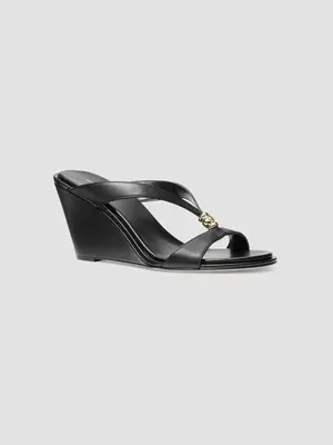 Michael Kors Cherie 75mm Leather Slip-on Wedge Sandals