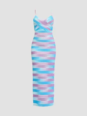 Herve Leger The Cara Ombré Stripe Gown - Daphne Multi
