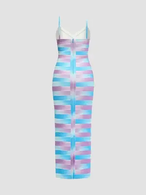 Herve Leger The Cara Ombré Stripe Gown