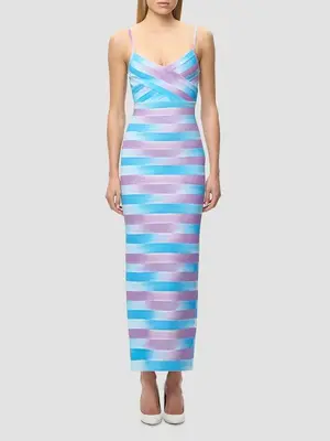 Herve Leger The Cara Ombré Stripe Gown