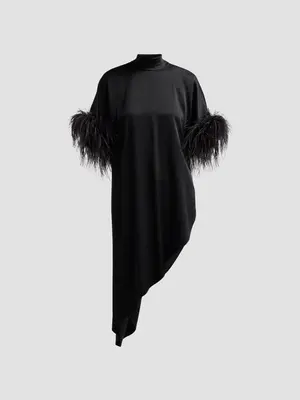 UNGARO Kenzie Feather-trimmed Satin Blouse - Black