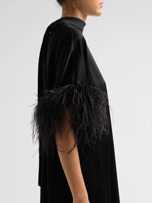 UNGARO Kenzie Feather-trimmed Satin Blouse
