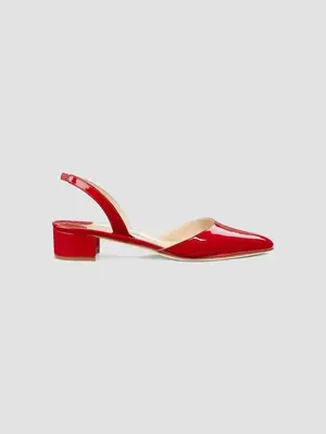 Manolo Blahnik Aspro Patent Leather Slingback Pumps - Red