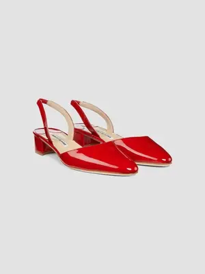 Manolo Blahnik Aspro Patent Leather Slingback Pumps - Red