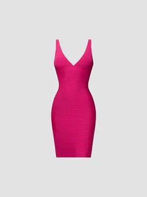 Herve Leger 40th Anniversary The Backstage Knee-length Dress - Punch